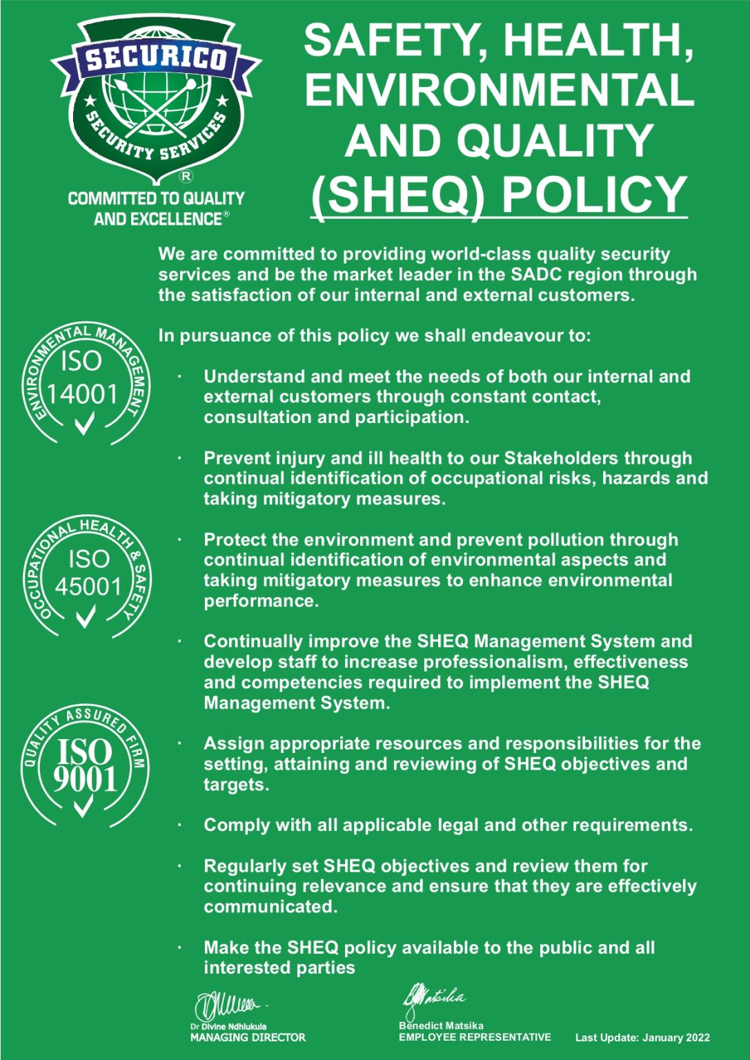 SHEQ Policy - Securico