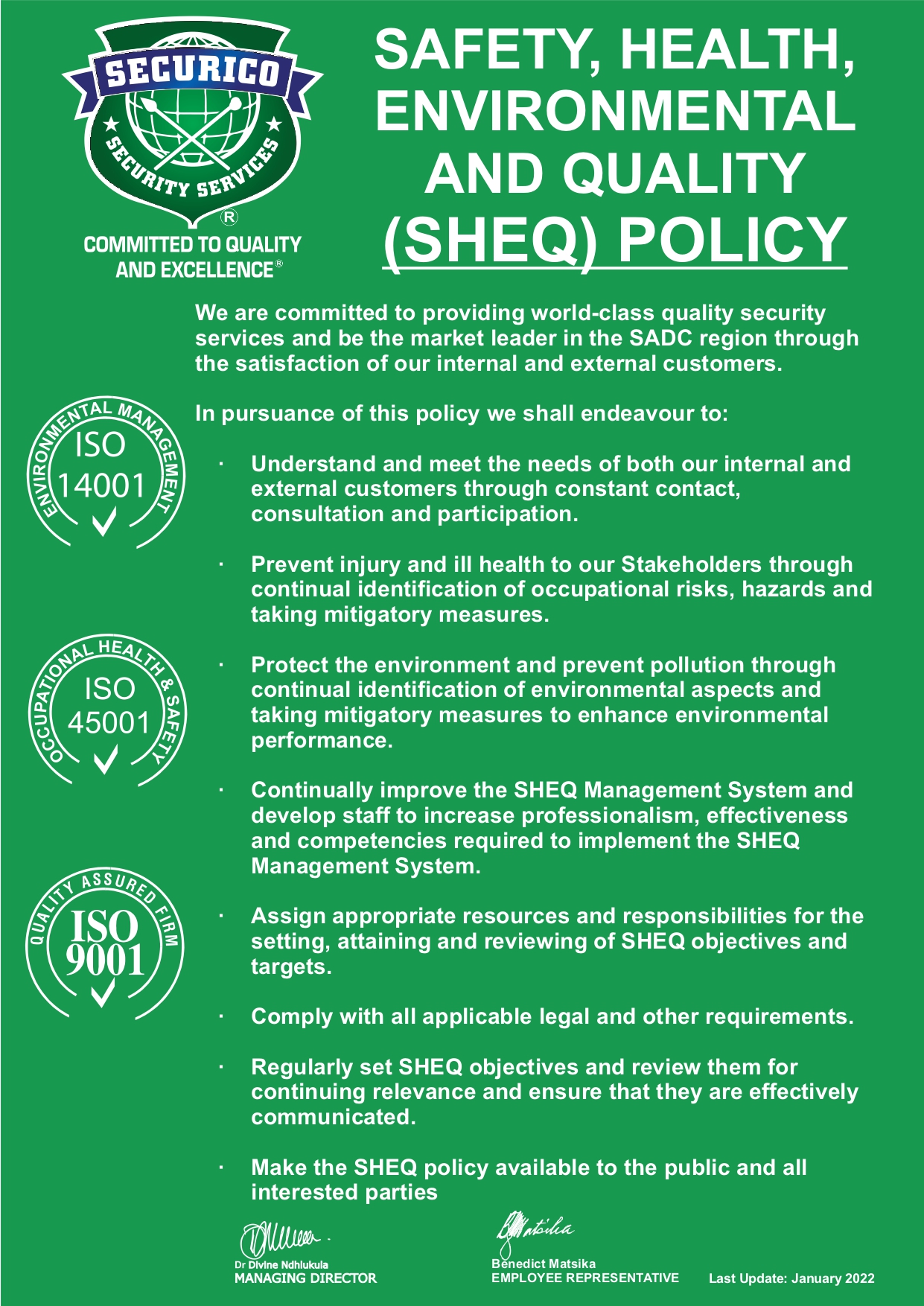 SHEQ Policy - Securico